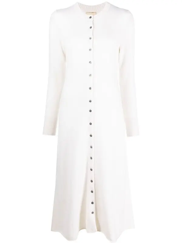 PAULA Buttoned-up Knitted Dress - White