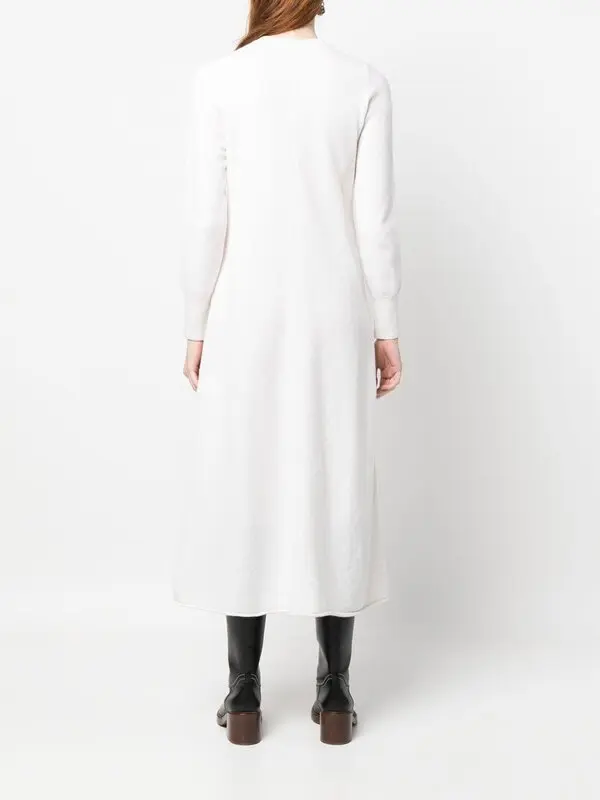 PAULA Buttoned-up Knitted Dress - White