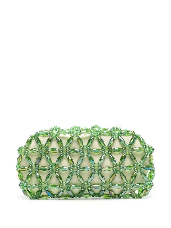 0711 TBILISI Bead-embellished Clutch - Green