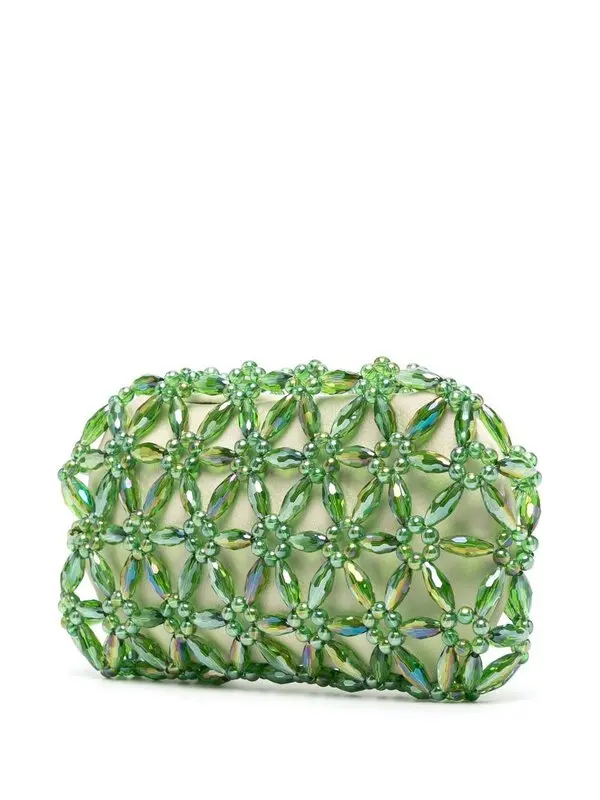 0711 TBILISI Bead-embellished Clutch - Green