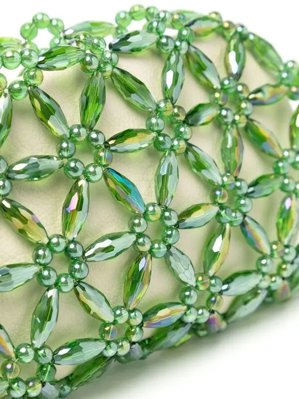 0711 TBILISI Bead-embellished Clutch - Green