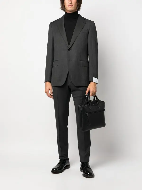 SERAPIAN Grained Leather Laptop Case - Black