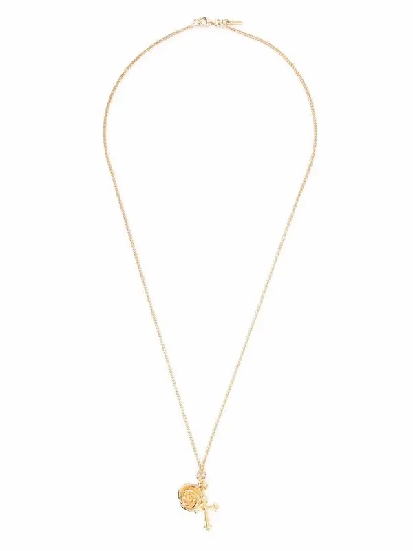 Emanuele Bicocchi Rose And Cross Pendant Necklace