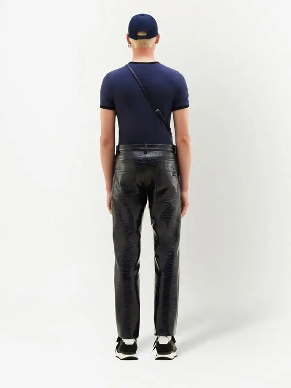 COURREGES Contrasting-trim Logo T-shirt - Blue