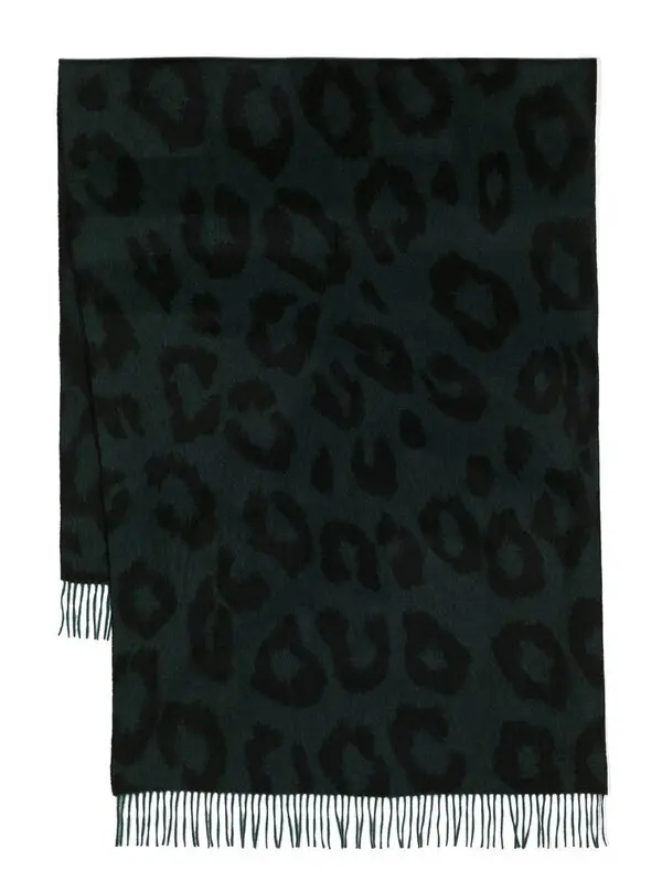 Mulberry Leopard-pattern Fringed Scarf