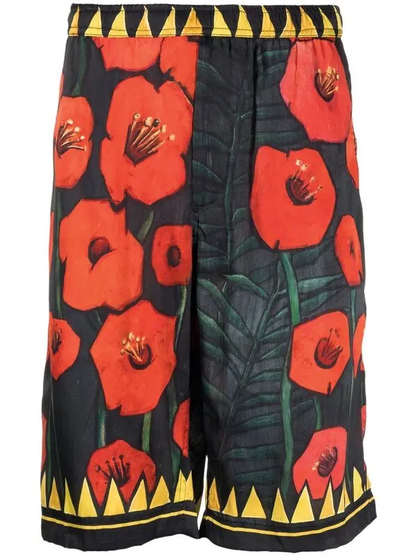 ENDLESS JOY Floral-print Silk Shorts