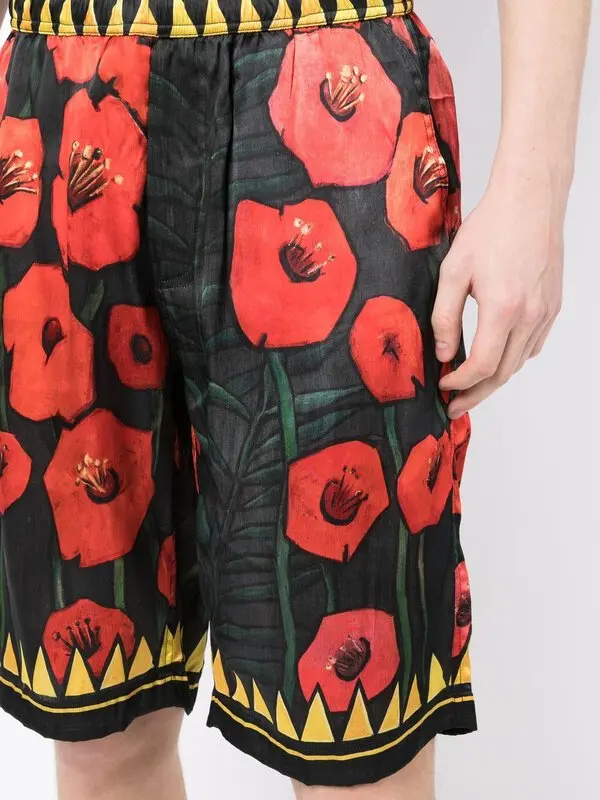 ENDLESS JOY Floral-print Silk Shorts