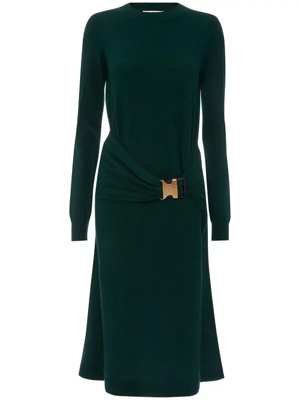 JW Anderson Buckle-waist Midi Dress - Green