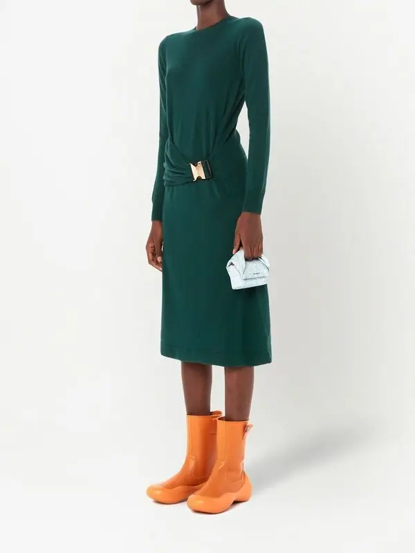 JW Anderson Buckle-waist Midi Dress - Green