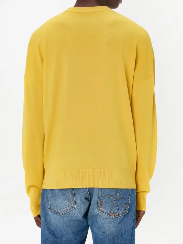 JW Anderson Logo-intarsia Merino-wool Jumper - Yellow