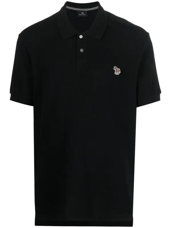 Paul Smith Logo-patch Short-sleeve Polo Shirt - Black
