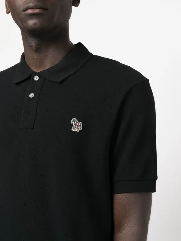 Paul Smith Logo-patch Short-sleeve Polo Shirt - Black