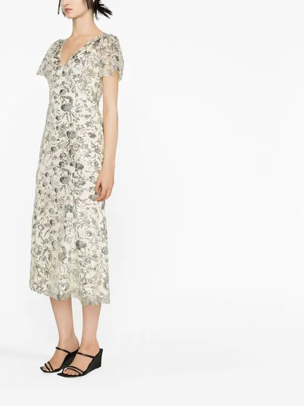 SELF-PORTRAIT Sequin-embellished Tulle Midi Dress