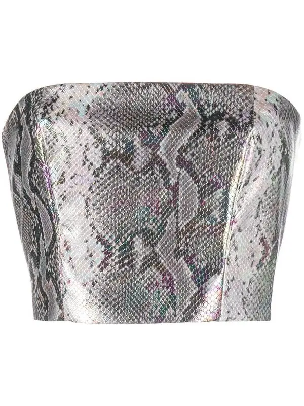 ROTATE BY BIRGER CHRISTENSEN Metallic Snakeskin Bandeau Top