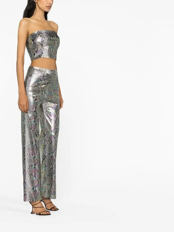 ROTATE BY BIRGER CHRISTENSEN Metallic Snakeskin Bandeau Top