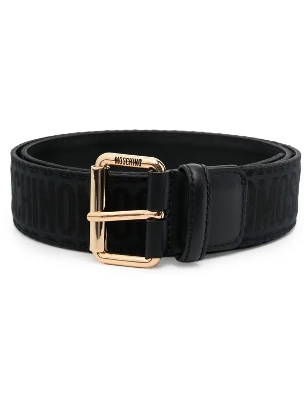 Moschino Monogram Leather Belt - Black