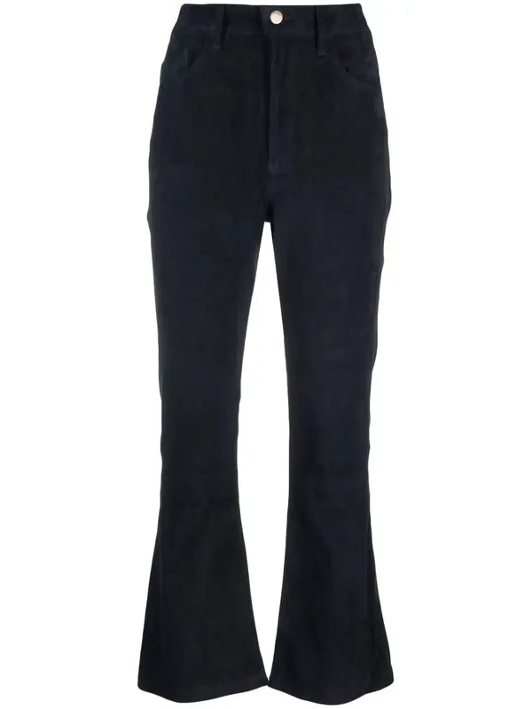 PAULA Flared Suede Trousers - Blue