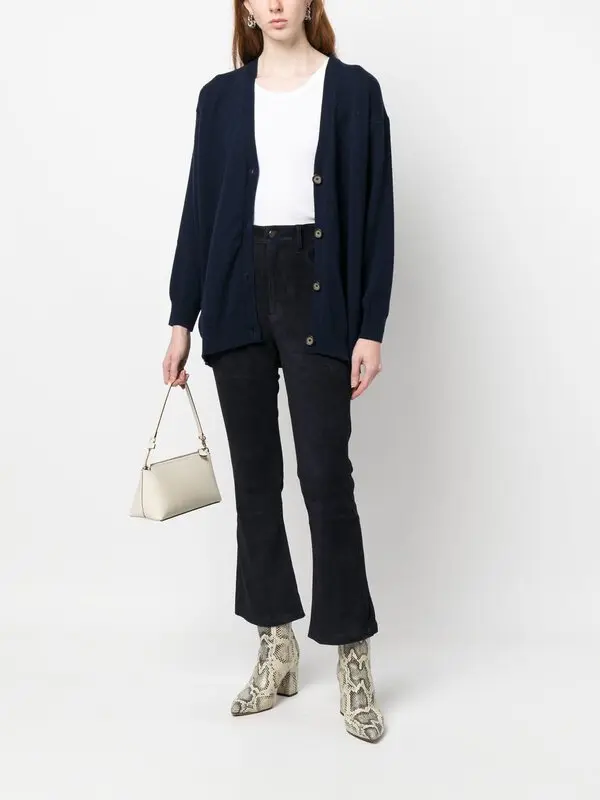 PAULA Flared Suede Trousers - Blue