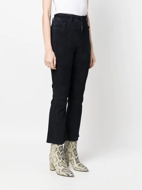 PAULA Flared Suede Trousers - Blue