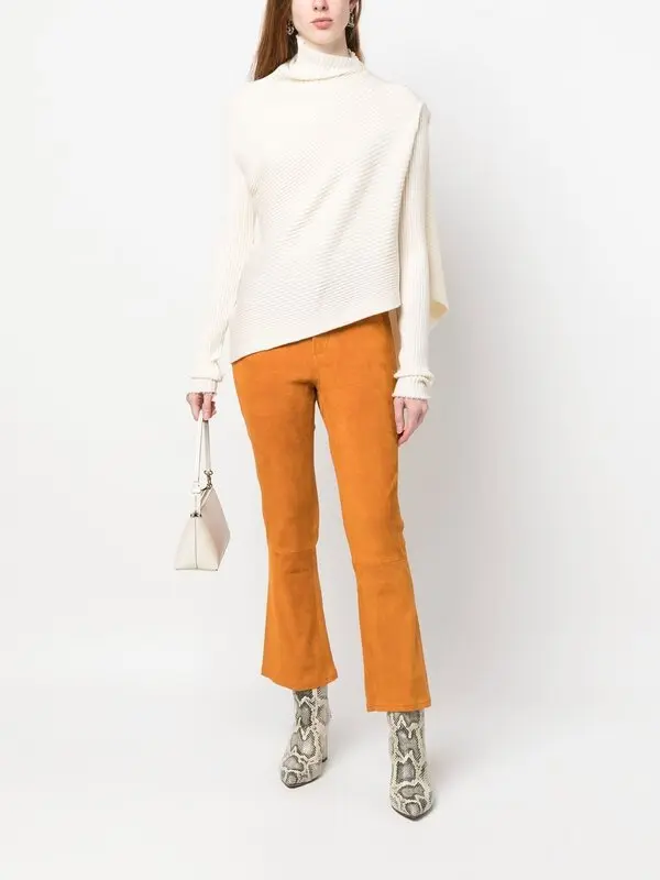 PAULA Flared Suede Trousers - Orange