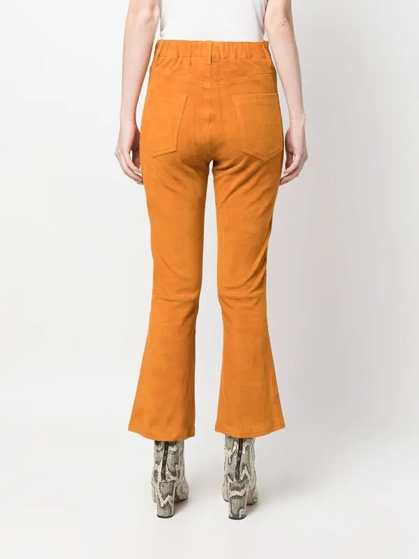 PAULA Flared Suede Trousers - Orange