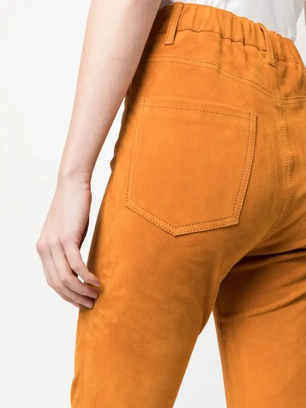 PAULA Flared Suede Trousers - Orange