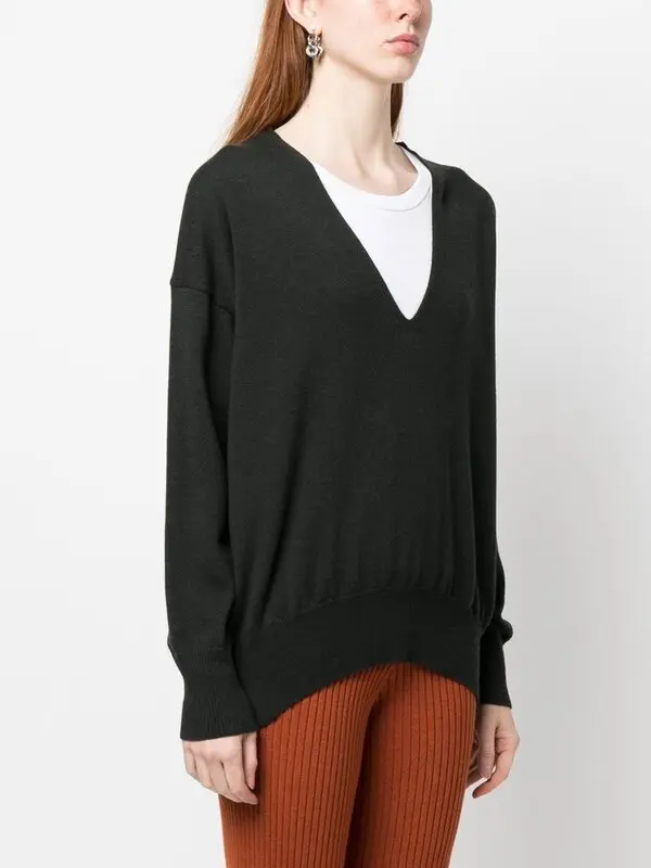 PAULA V-neck Cashmere Jumper - Green