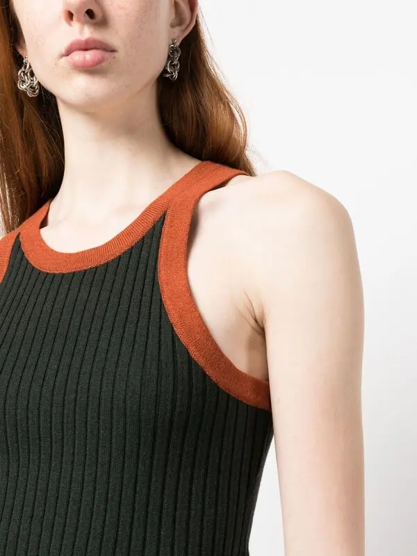 PAULA Ribbed-knit Tank Top - Green