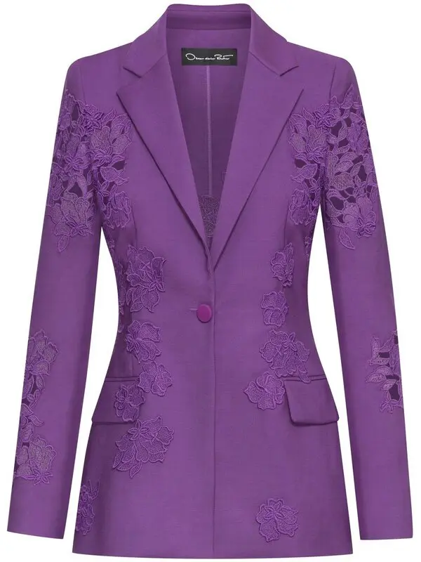 Oscar De La Renta Lace-insert Tailored Blazer