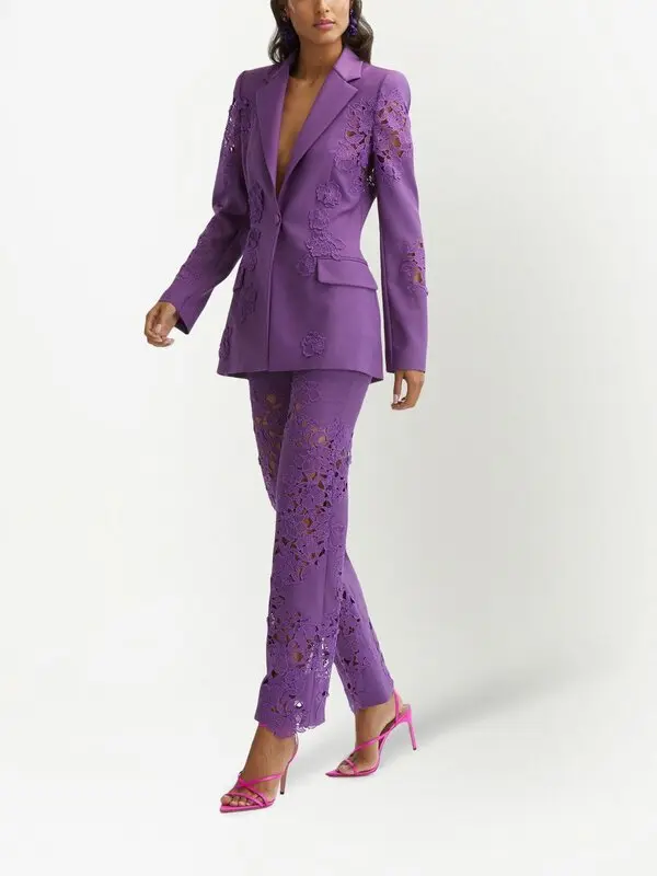 Oscar De La Renta Lace-insert Tailored Blazer