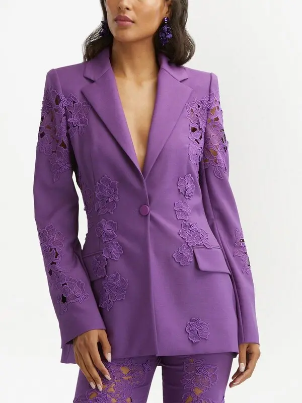 Oscar De La Renta Lace-insert Tailored Blazer