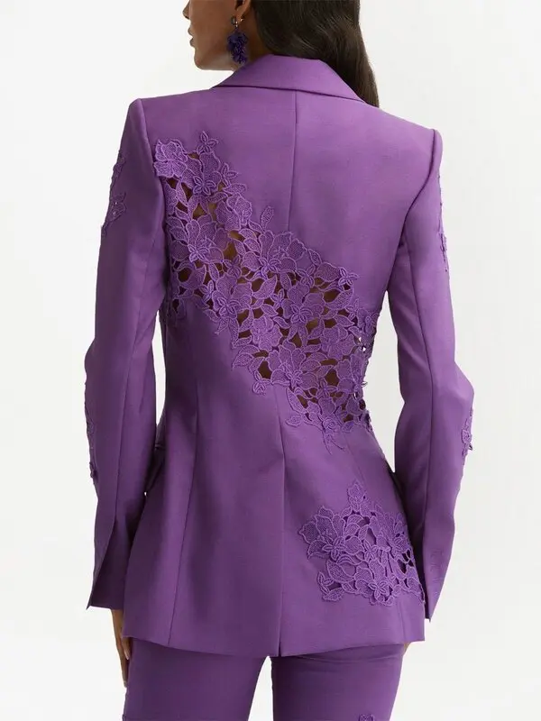 Oscar De La Renta Lace-insert Tailored Blazer