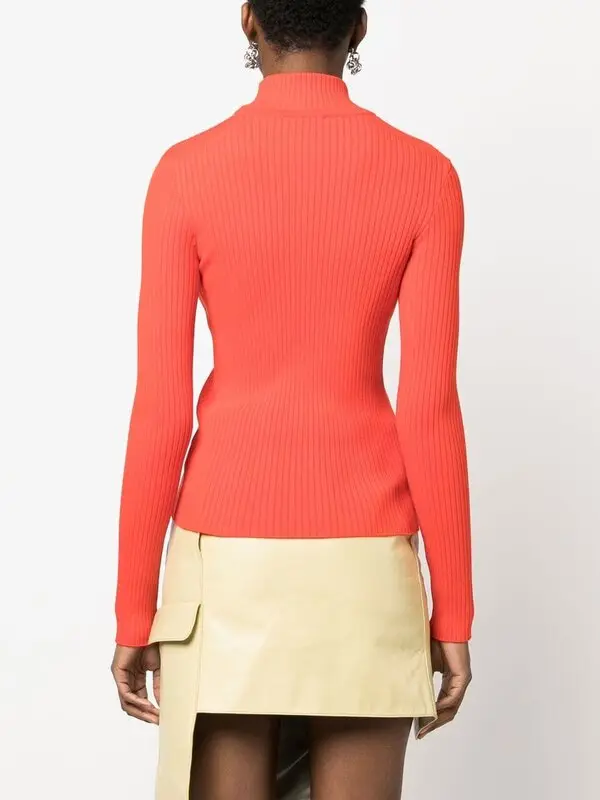 COURREGES Logo-patch Roll Neck Jumper - Orange