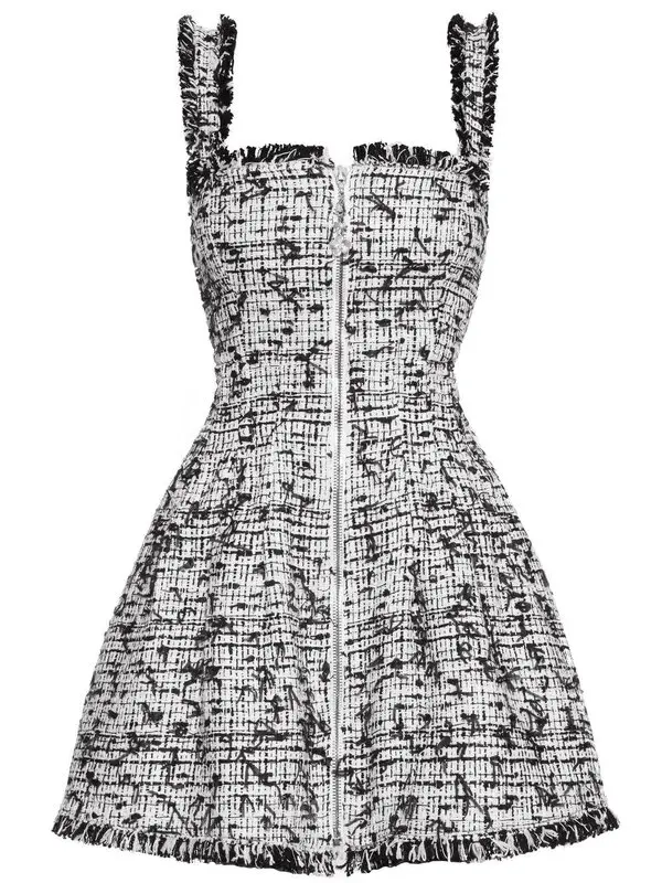 Oscar De La Renta Frayed-detail Tweed Mini Dress