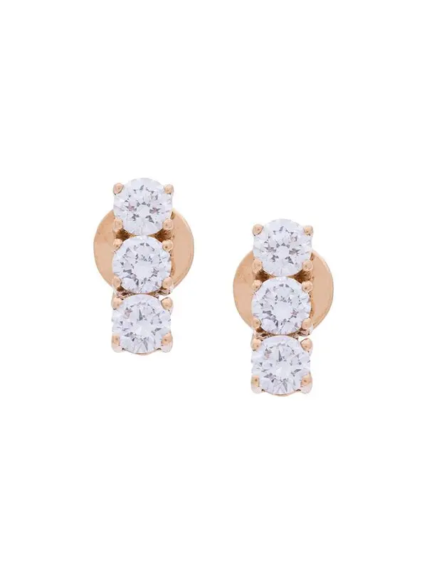ANITA KO 18kt Rose Gold Triple Stud Diamond Earrings - Metallic
