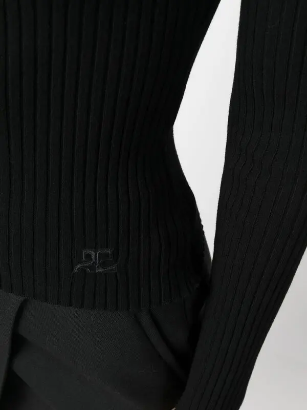 COURREGES V-neck Ribbed Jumper