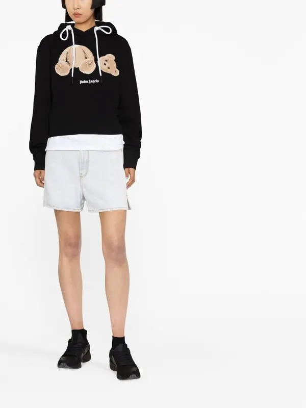 Palm Angels Bear-motif Drawstring Hoodie - Black