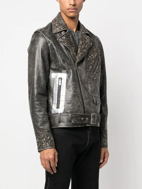 GOLDEN GOOSE Leather Stud-detailed Biker Jacket