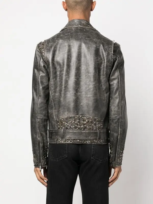 GOLDEN GOOSE Leather Stud-detailed Biker Jacket