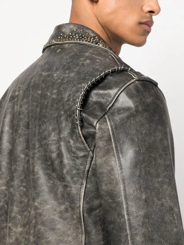 GOLDEN GOOSE Leather Stud-detailed Biker Jacket