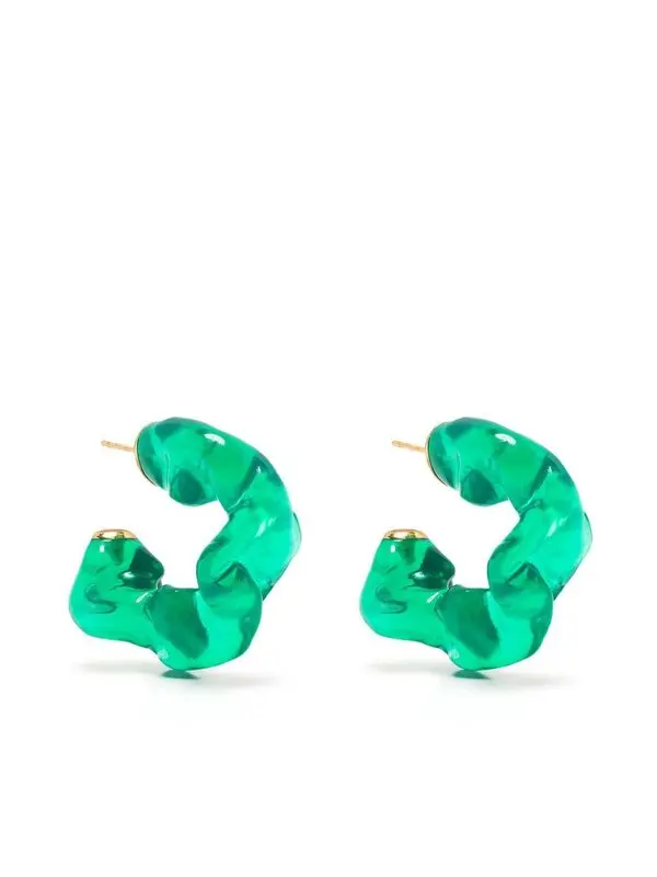 Completedworks Ruffle Abstract Hoop Earrings - Green