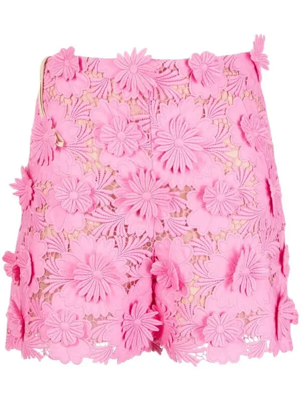 Oscar De La Renta Floral-lace High-waisted Shorts