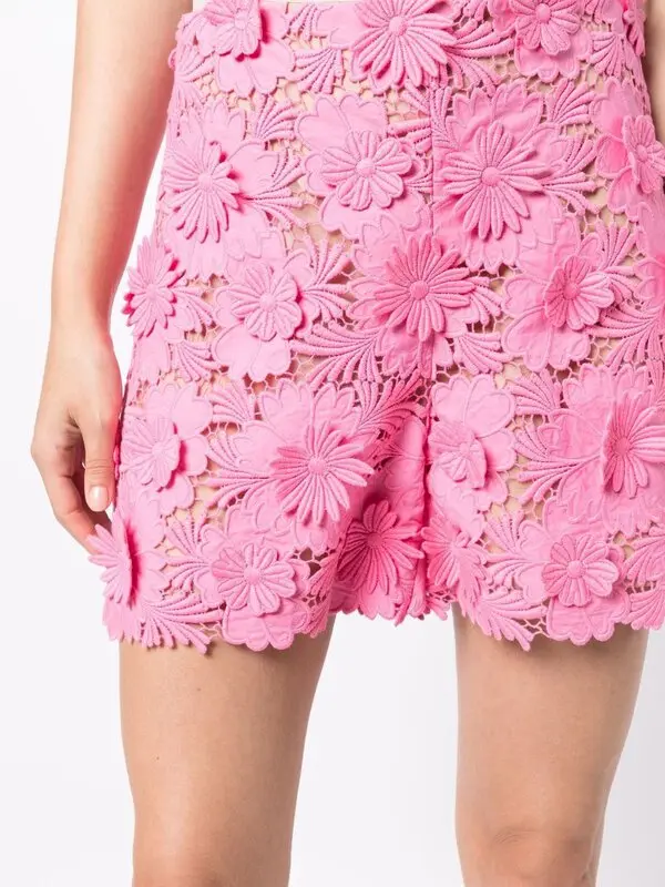 Oscar De La Renta Floral-lace High-waisted Shorts