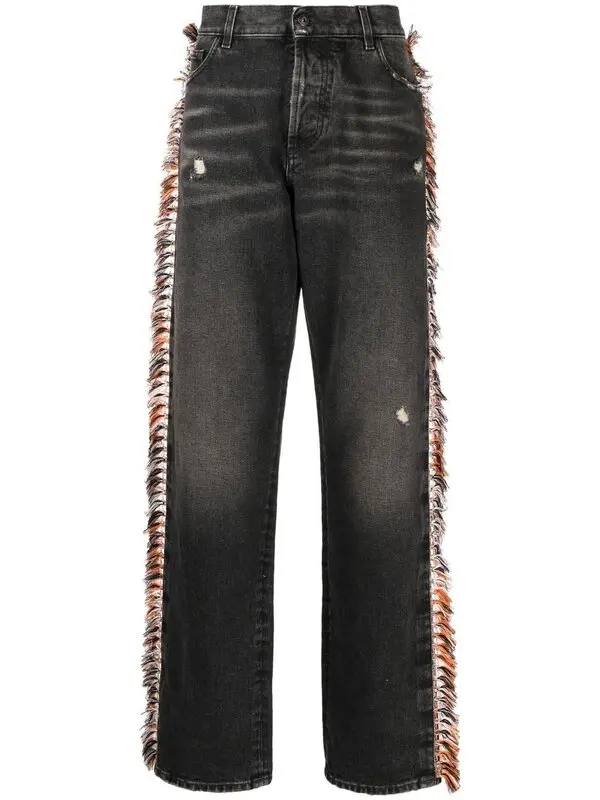 COUNTY OF MILAN Fringe-detail Straight-leg Jeans