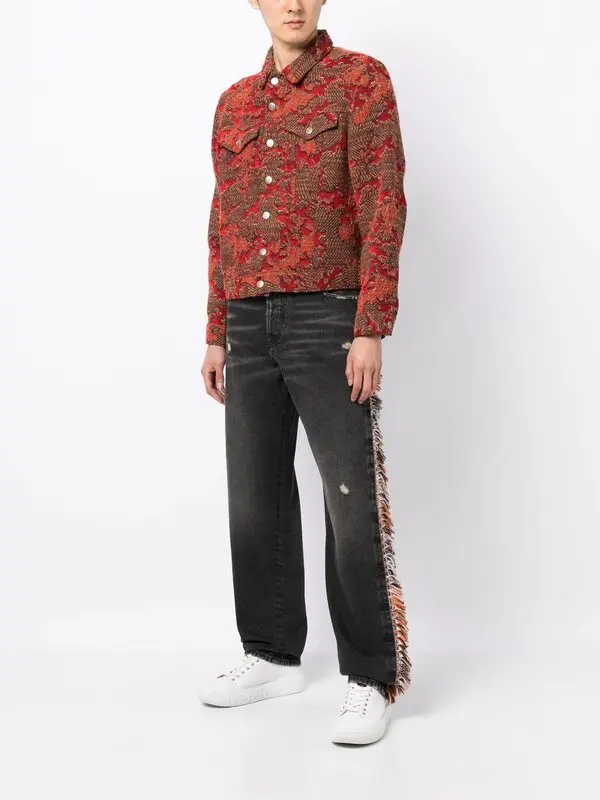 COUNTY OF MILAN Fringe-detail Straight-leg Jeans