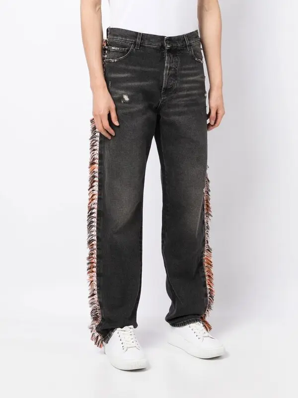 COUNTY OF MILAN Fringe-detail Straight-leg Jeans