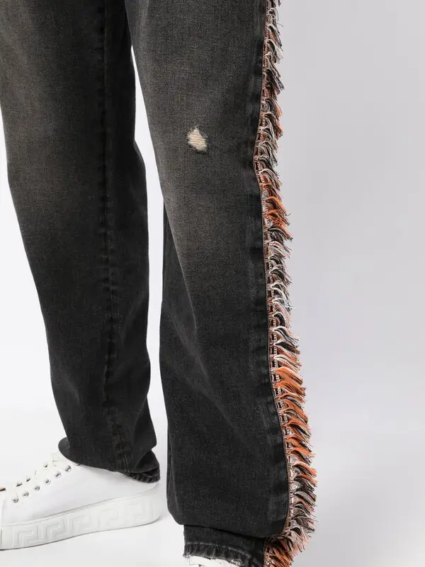 COUNTY OF MILAN Fringe-detail Straight-leg Jeans