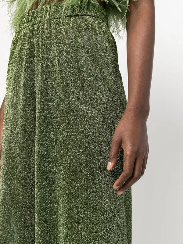 Oseree Lurex-detail Trousers - Green