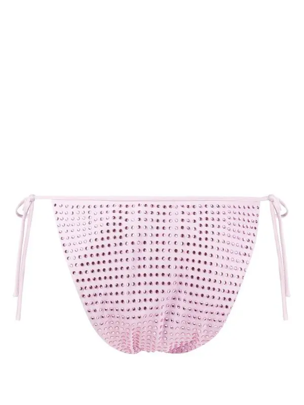 SELF-PORTRAIT Rhinestone-embellished Bikini Bottom - Pink