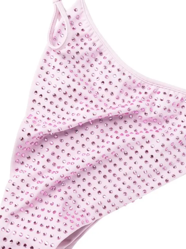 SELF-PORTRAIT Rhinestone-embellished Bikini Bottom - Pink